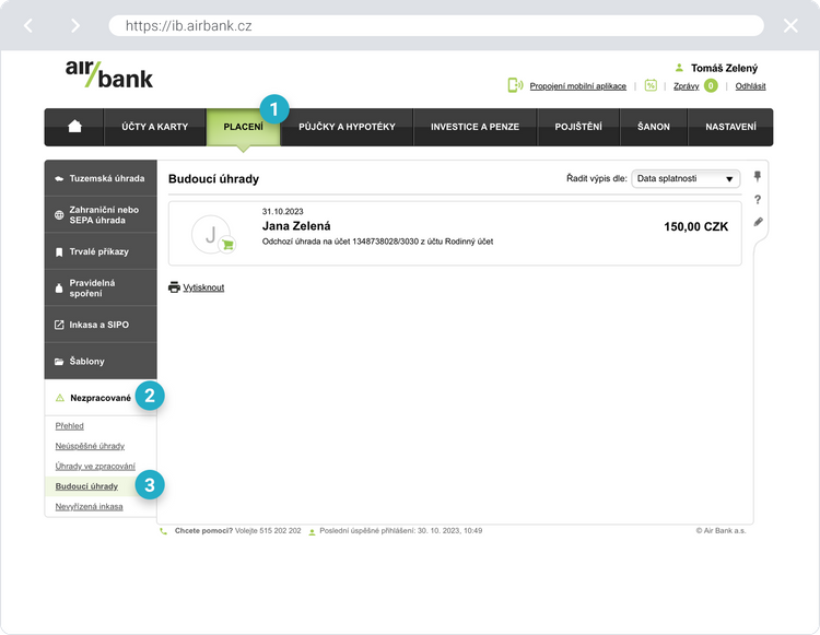 Špatně odeslaná platba | Air Bank